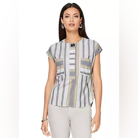Creation L | Tops | Creation L Slip On Striped Blouse Size 8 Boxy Cut ...